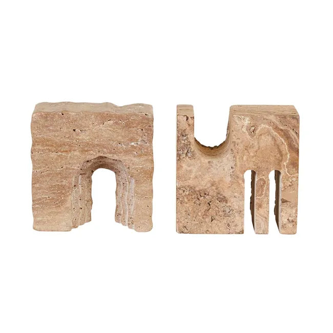 Rufus Rovine Set of 2 Bookends - Travertine – Kmode Interiors